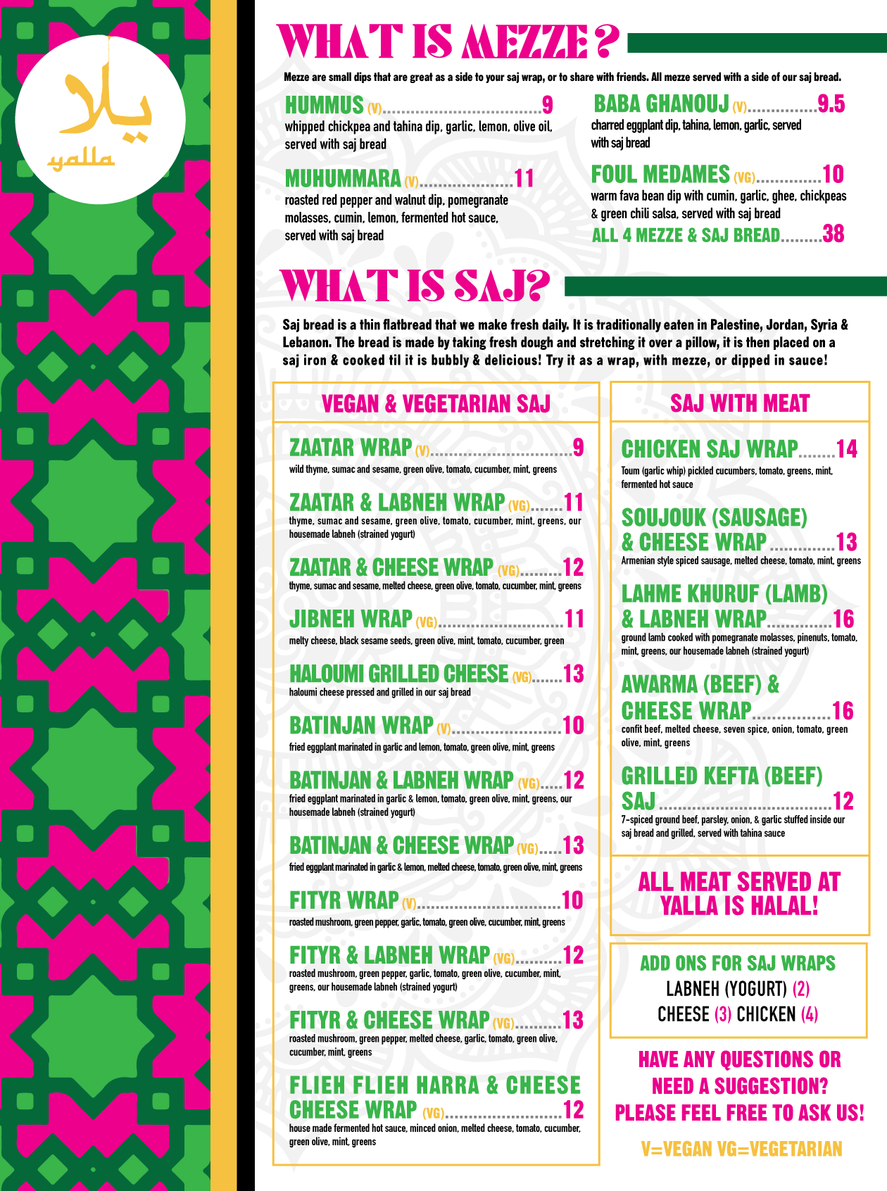 Menu | Yalla Seattle — Yalla Seattle