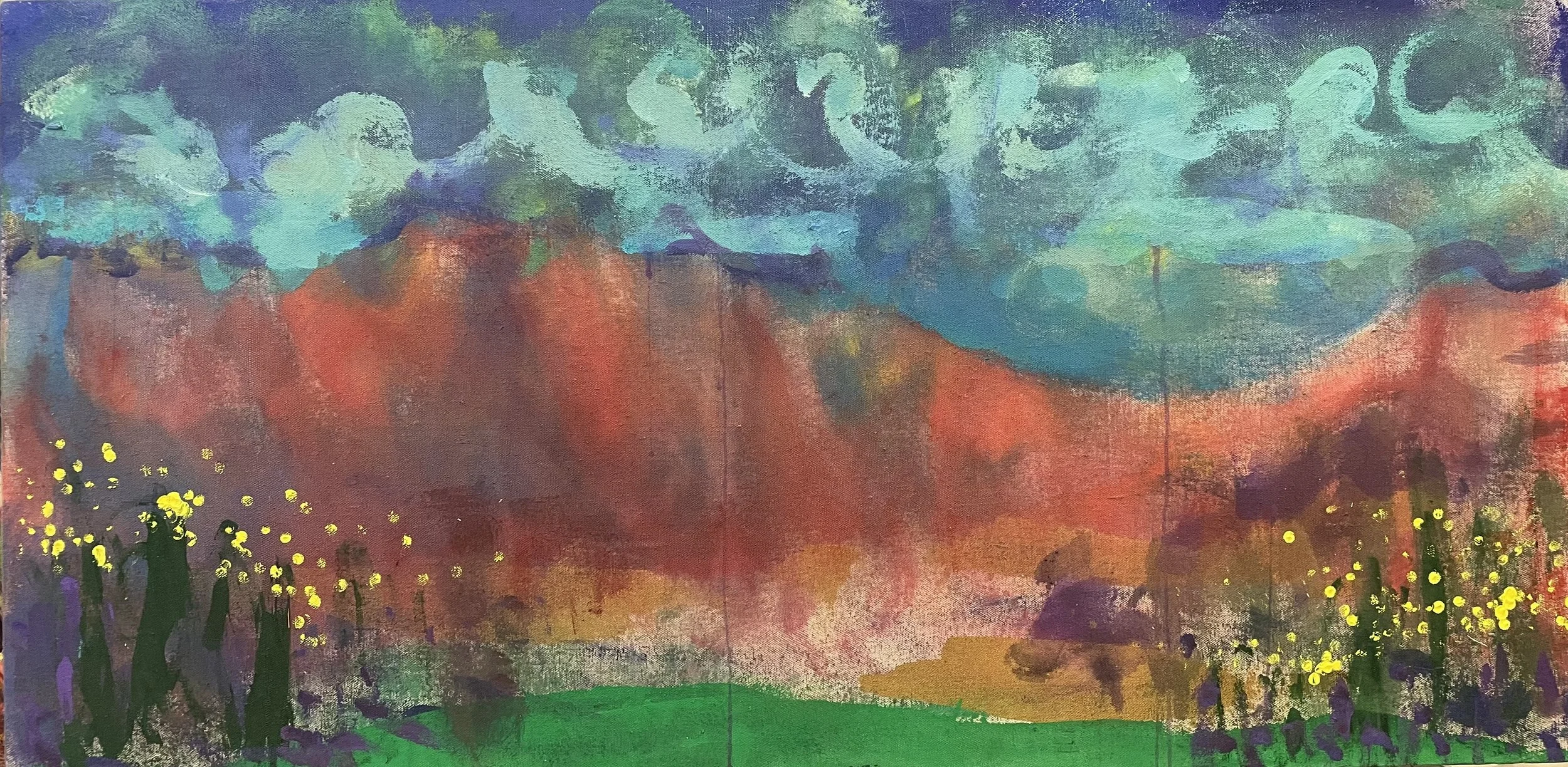 Aaron Lubrick, Mountains & Yellow Flowers — PYRO Gallery