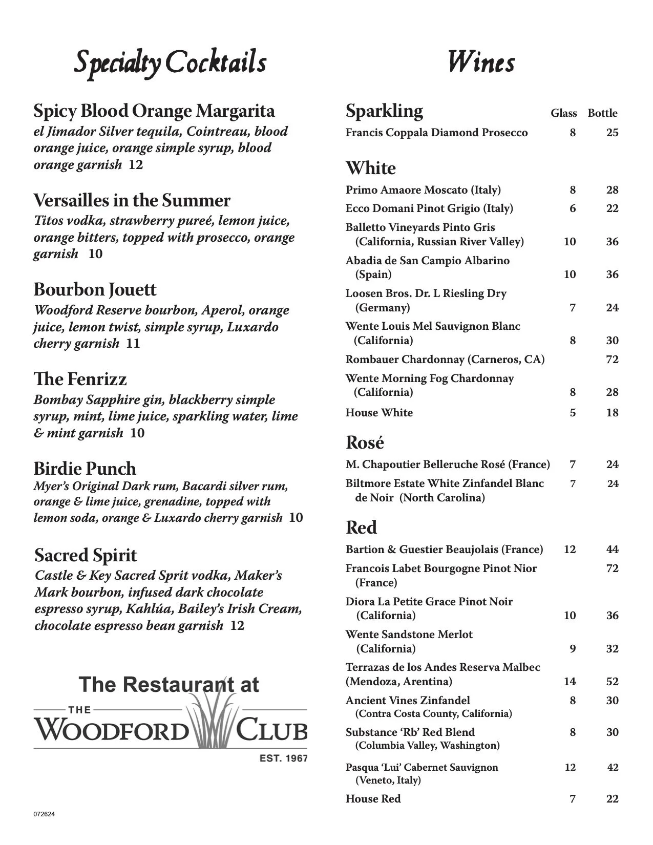 Menus — The Woodford Club - Restaurant. Golf. Tennis. Swimming Pool ...