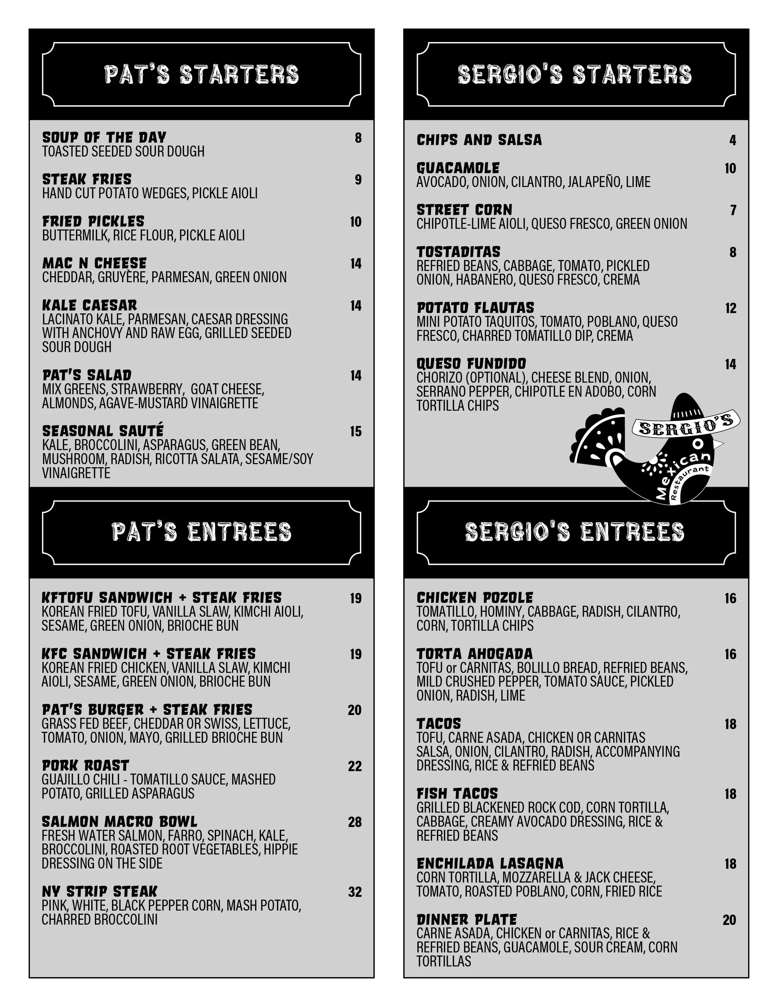 Pat's International — Menu