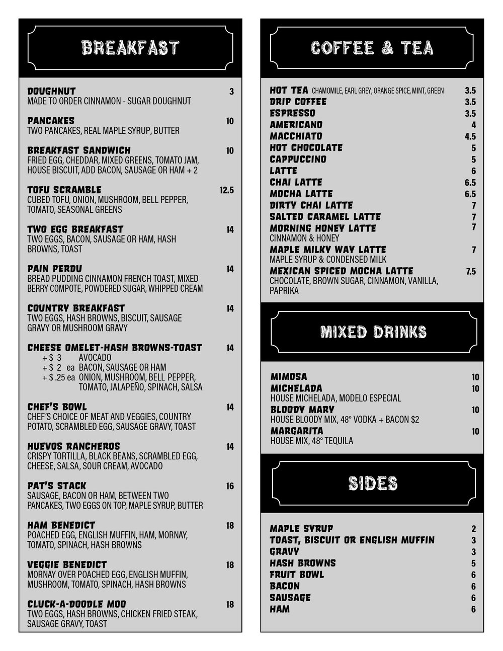 Pat's International — Menu