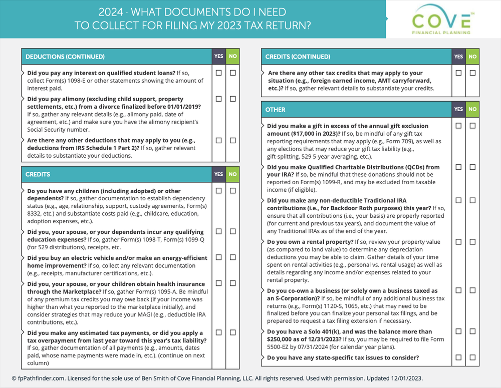 Tax Prep Checklist: What You'll Need to File your 2023 Tax Return ...