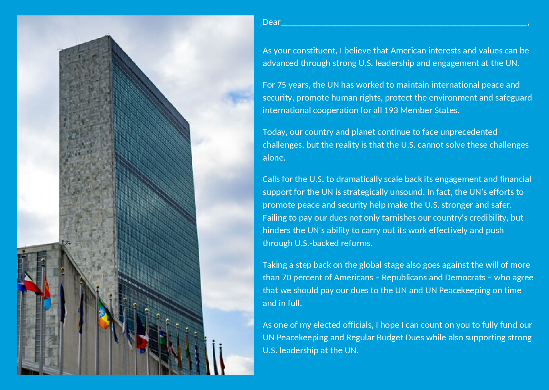 Advocacy by mail — UNA-OC