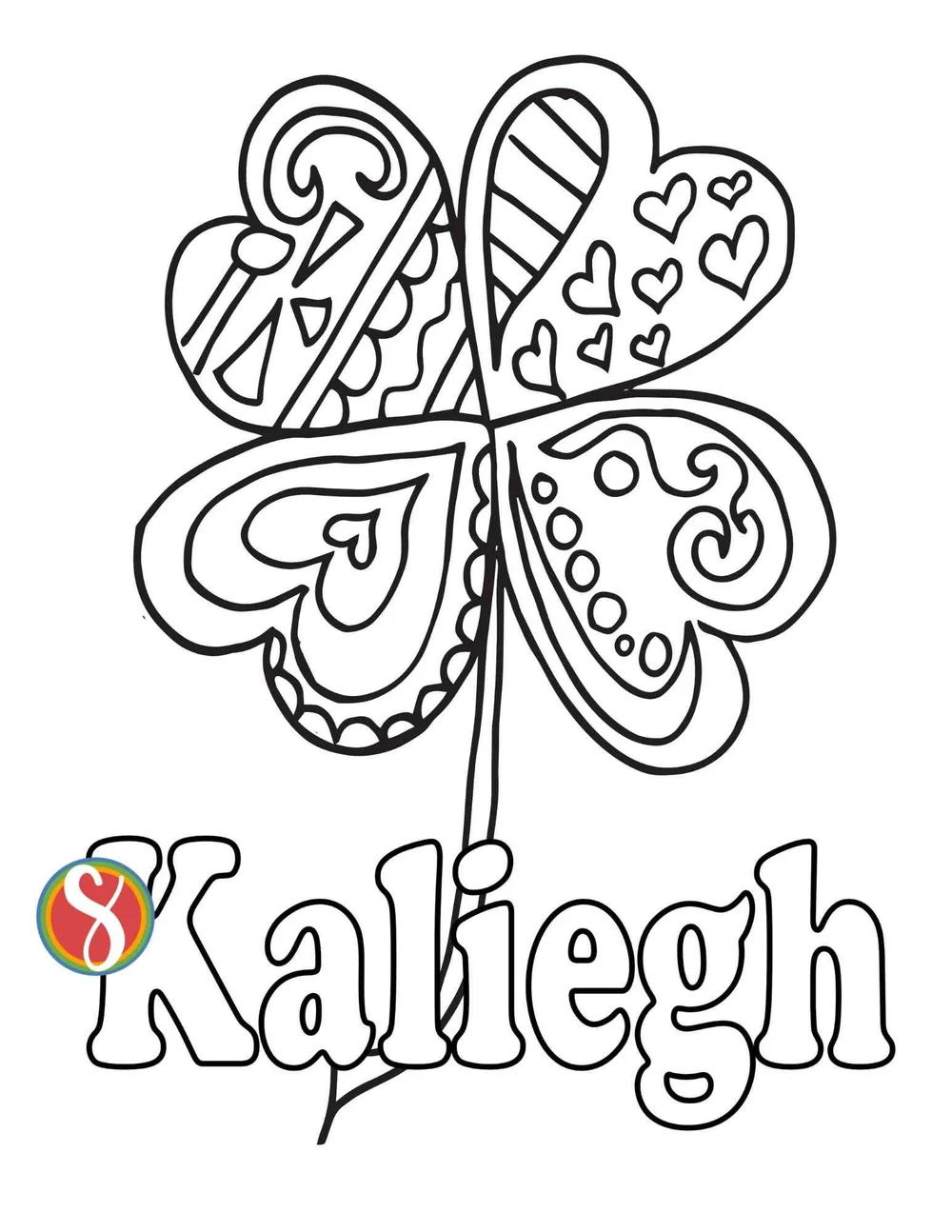 Free KALEIGH Name Coloring Pages — Stevie Doodles