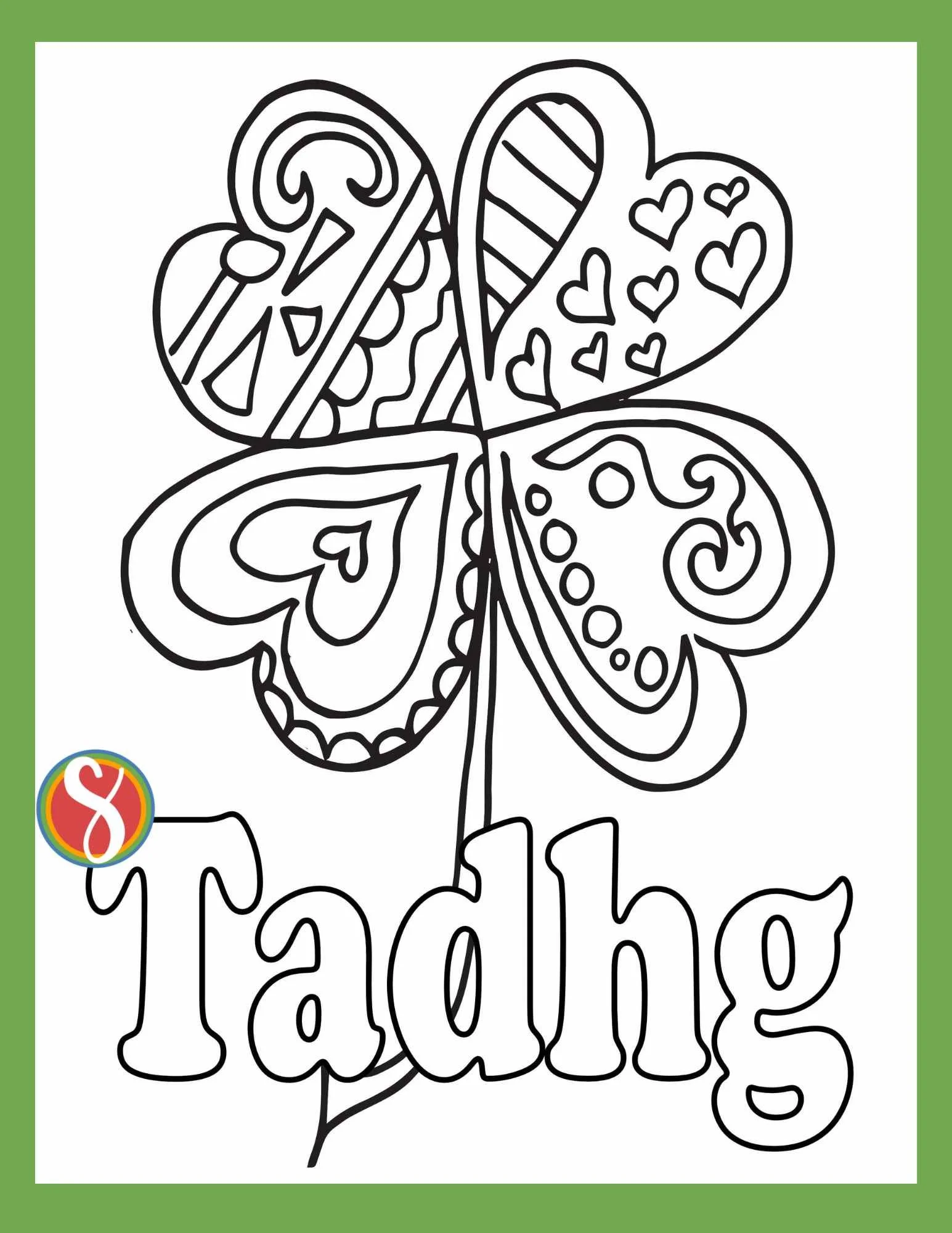 Free TADHG Name Coloring Pages — Stevie Doodles