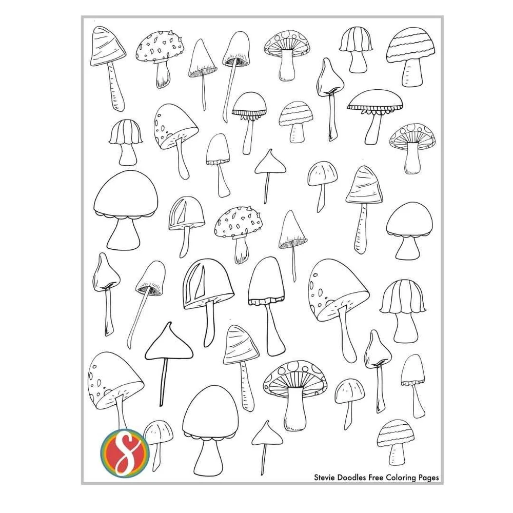 Free Mushroom Coloring Pages — Stevie Doodles