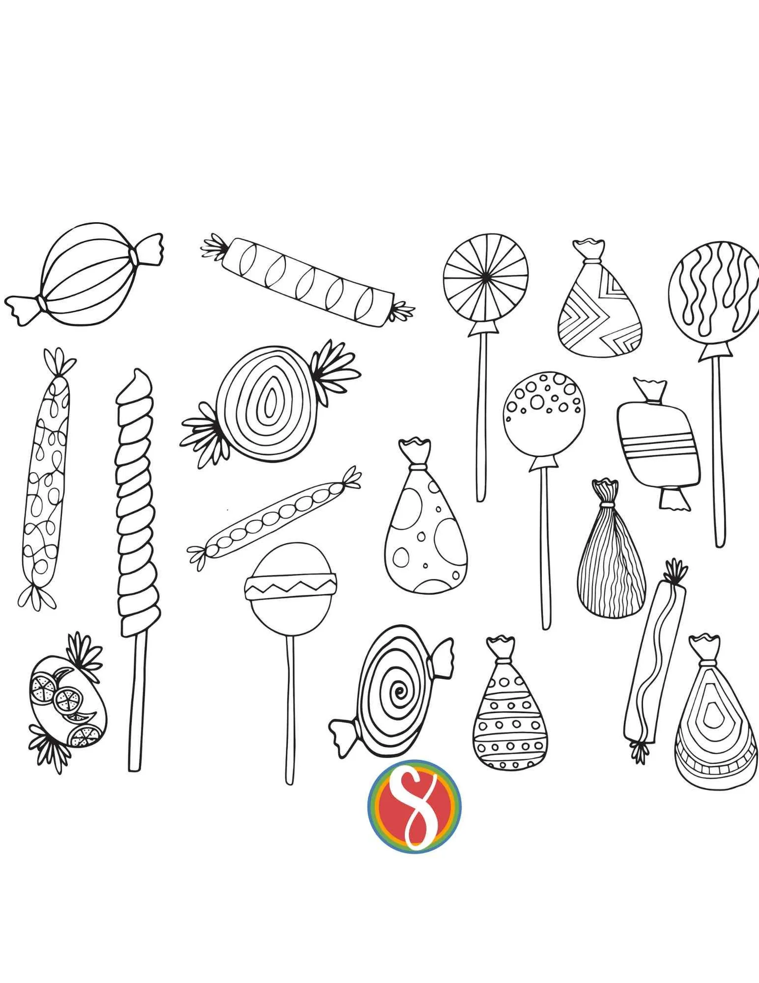 Free Candy Coloring Pages — Stevie Doodles
