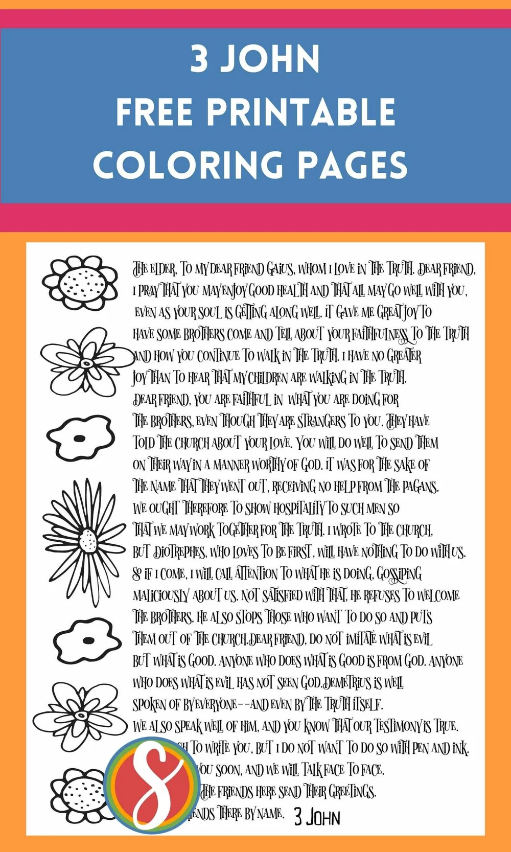 Free 3 John Coloring Page — Stevie Doodles