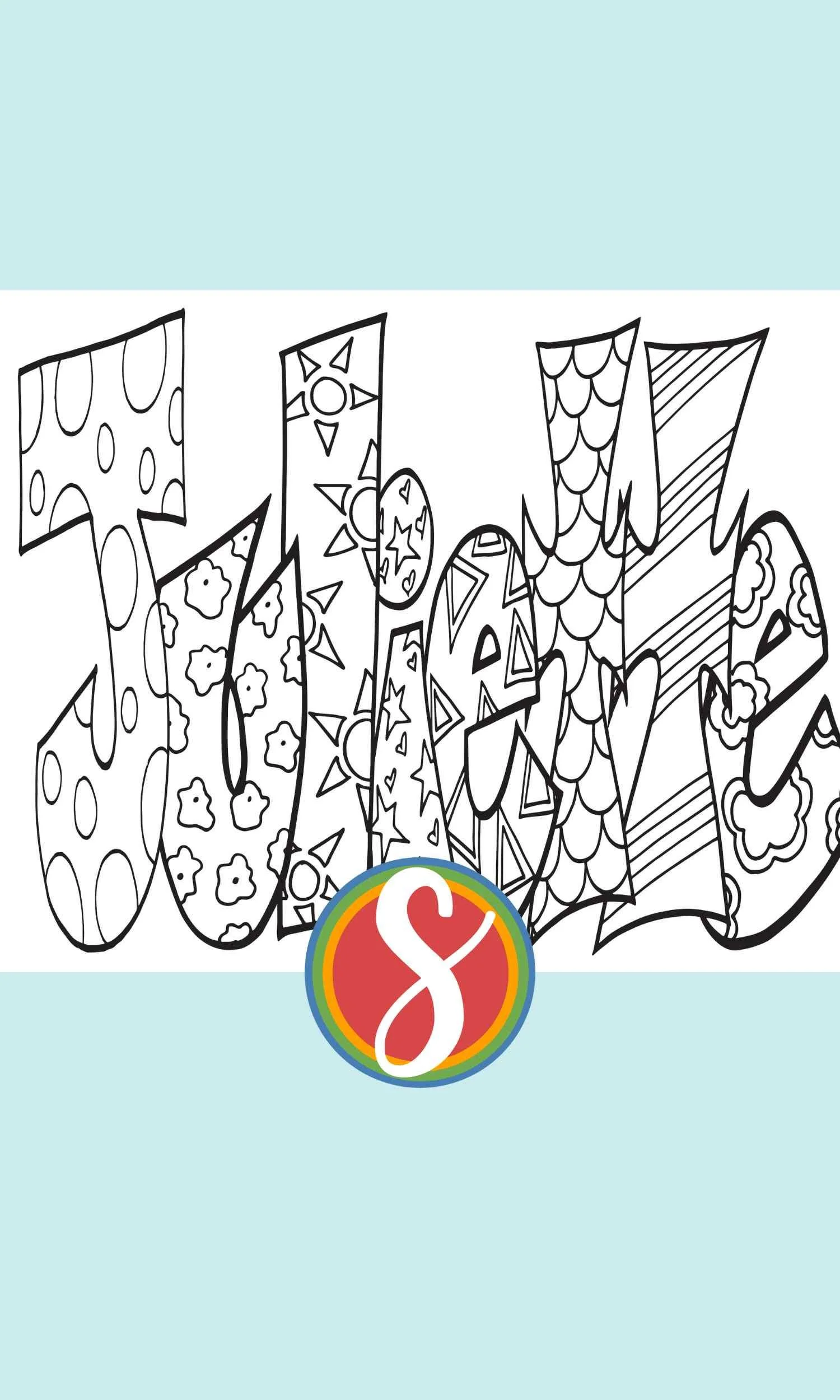 Free "JULIETTE" Name Coloring Page — Stevie Doodles