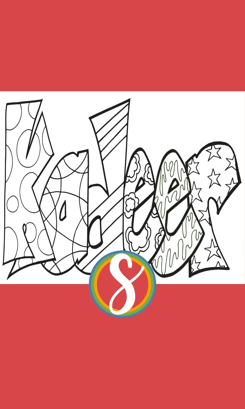 Free "Kadeer" Name Coloring Page — Stevie Doodles