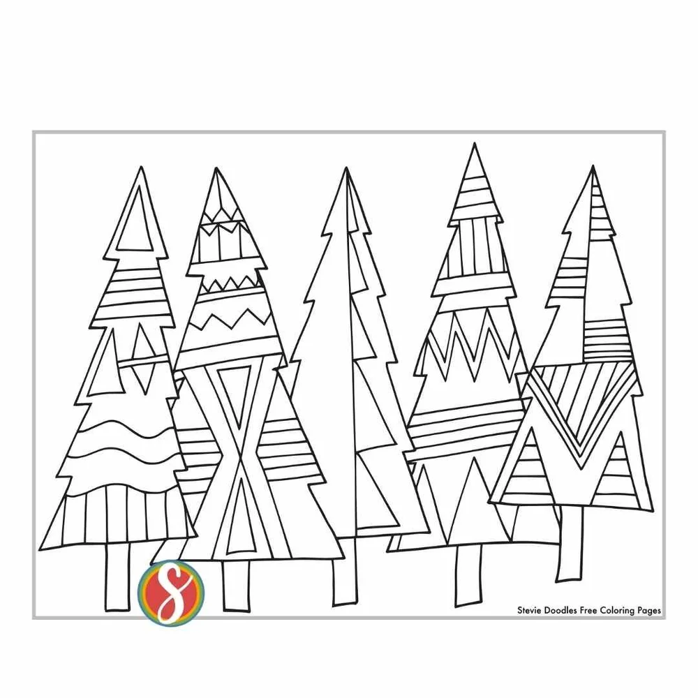 Free Christmas Tree Coloring Pages — Stevie Doodles