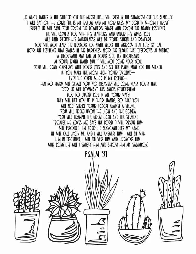 Psalms 91 - 100 - Free Coloring — Stevie Doodles