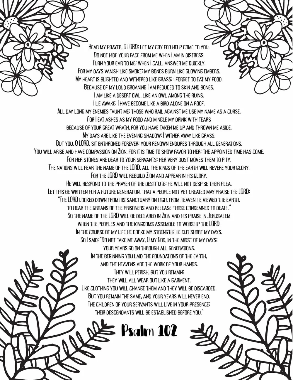 Psalms 101 - 110 - Free Coloring — Stevie Doodles