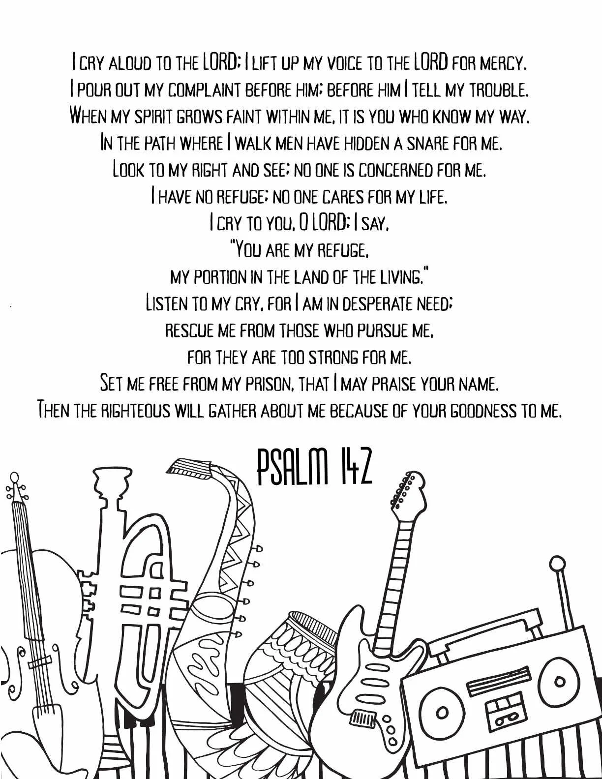 Psalms 141 - 150 - Free Coloring — Stevie Doodles