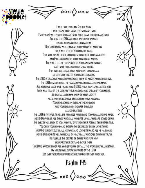 Psalms 141 - 150 - Free Coloring — Stevie Doodles