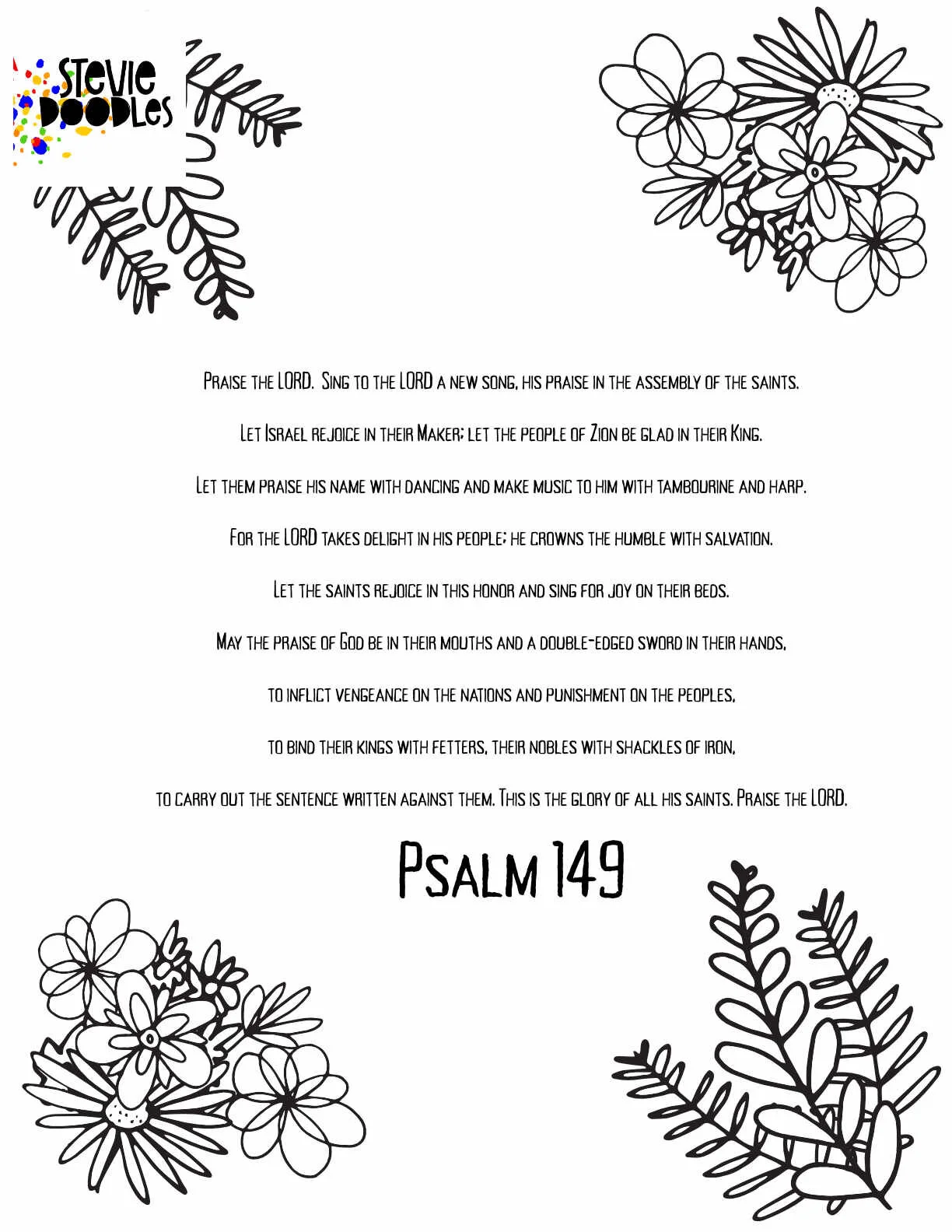 Psalms 141 - 150 - Free Coloring — Stevie Doodles