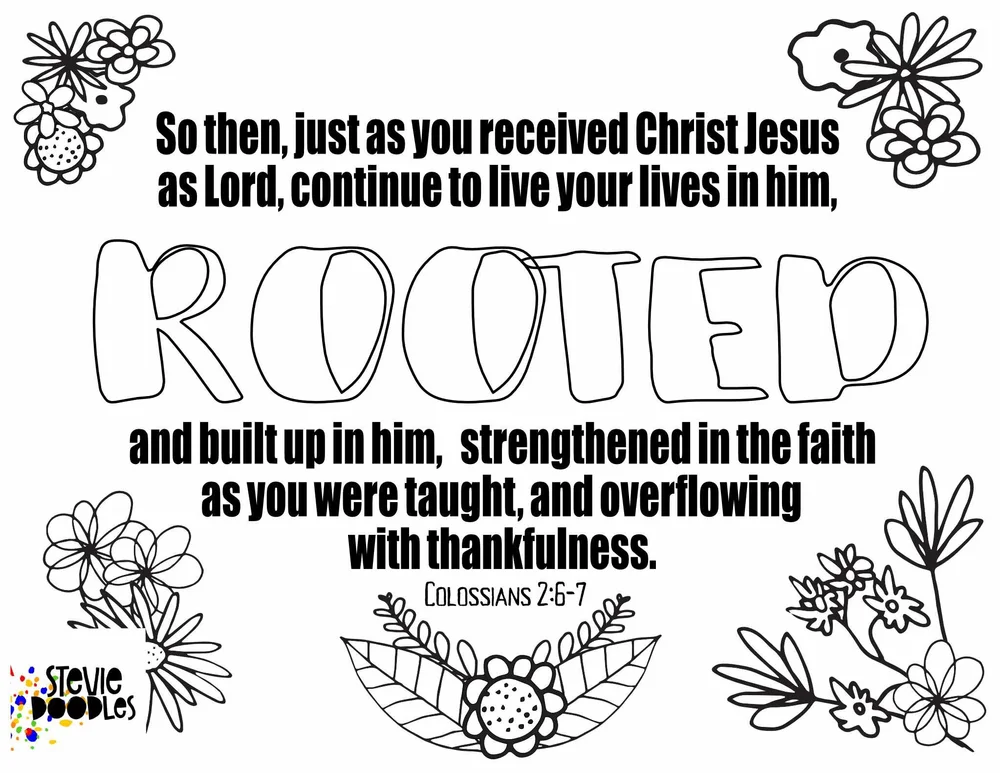 Free Colossians 2:6-7 Coloring Page — Stevie Doodles