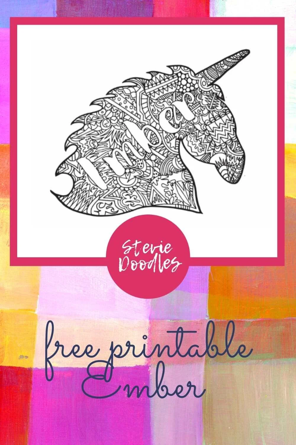 Free Unicorn Ember Zentangle Coloring Page — Stevie Doodles