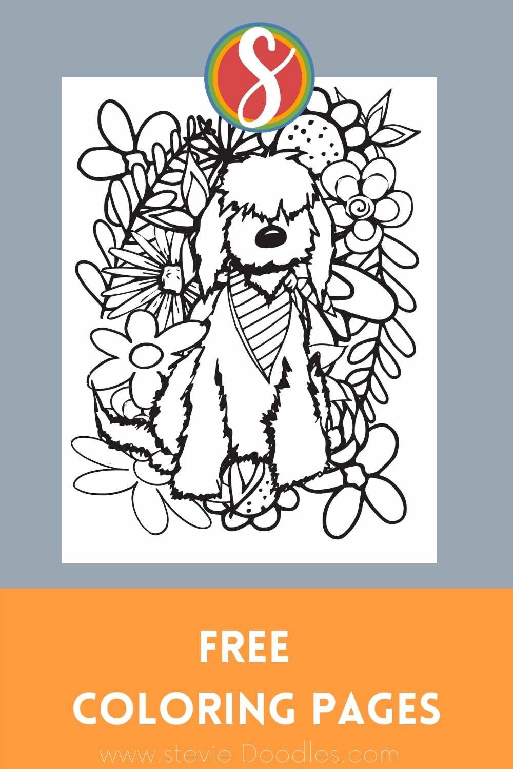 Golden Doodles On Flowers Free Coloring Page — Stevie Doodles Free