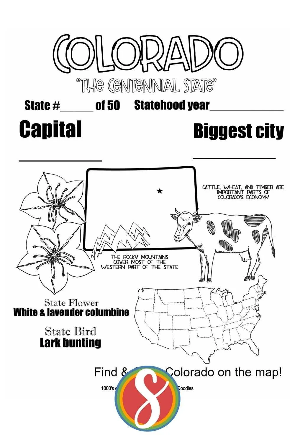 Free Colorado Coloring Pages — Stevie Doodles