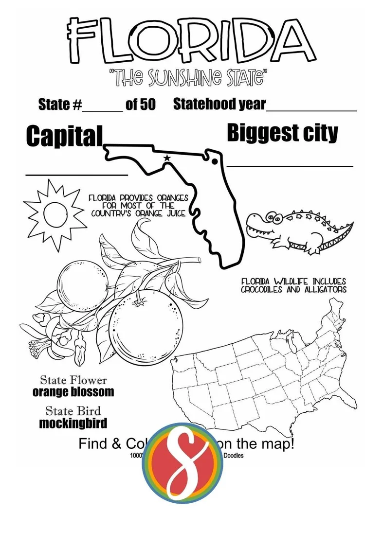 Free Florida Coloring Pages — Stevie Doodles
