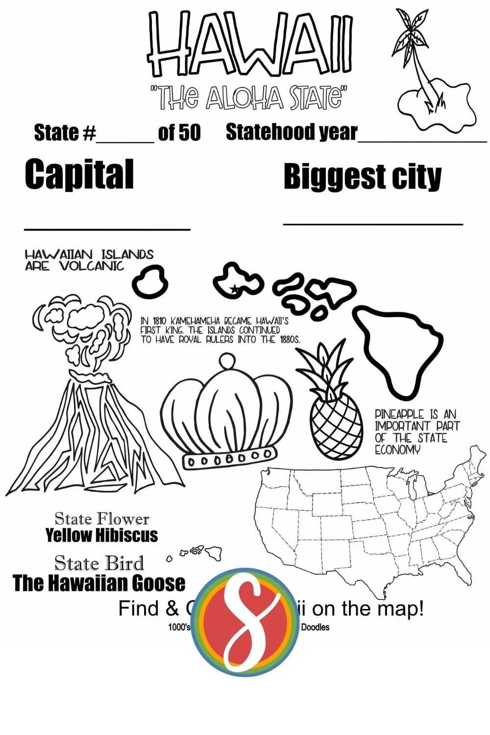 Free Hawaii Coloring Pages — Stevie Doodles