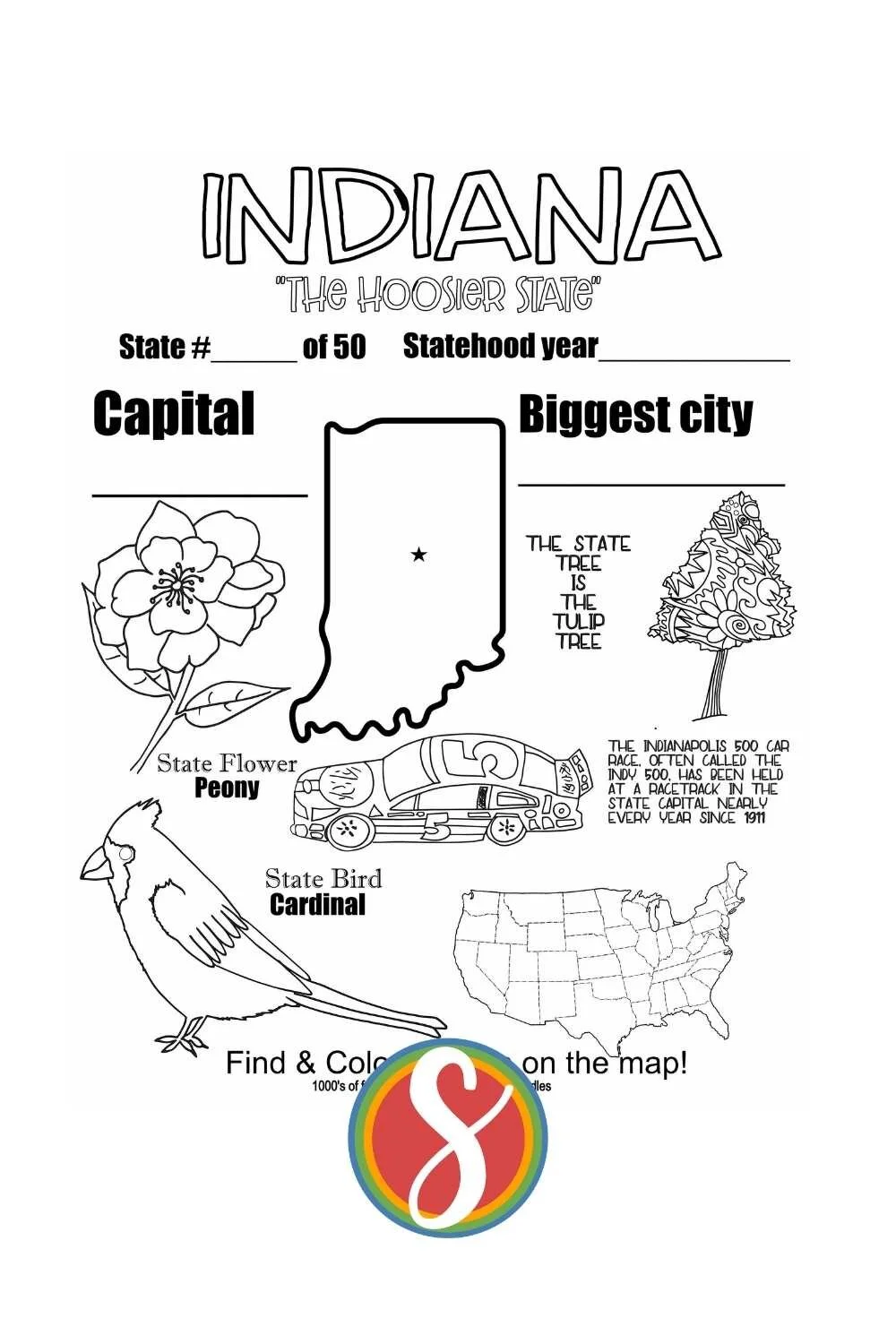 Free Indiana Coloring Pages — Stevie Doodles
