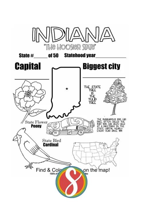 Free Indiana Coloring Pages — Stevie Doodles