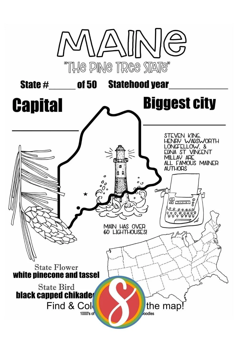 Free Maine Coloring Pages — Stevie Doodles