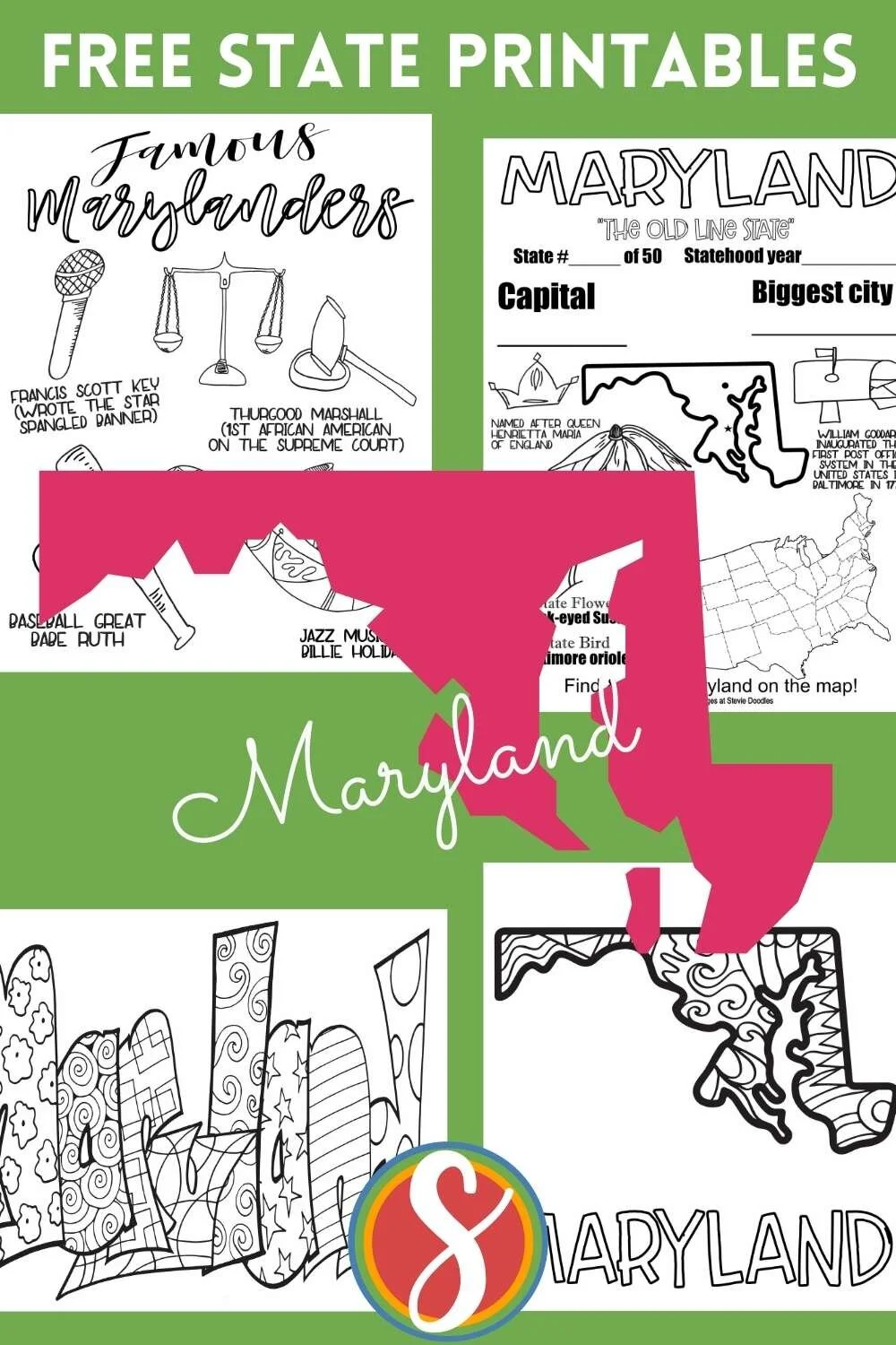 Free Maryland Coloring Pages — Stevie Doodles