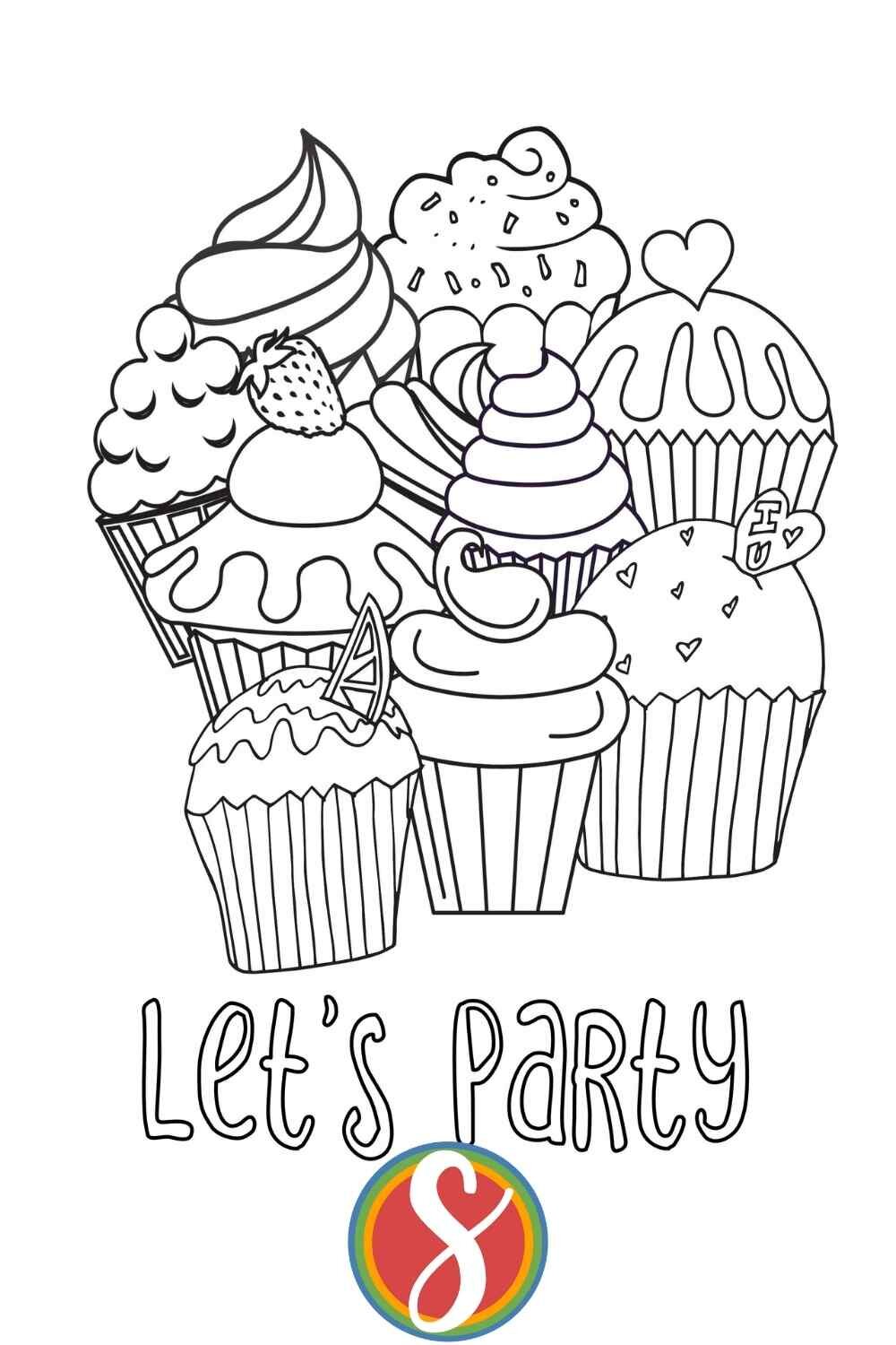 Free Cupcake Coloring Pages — Stevie Doodles