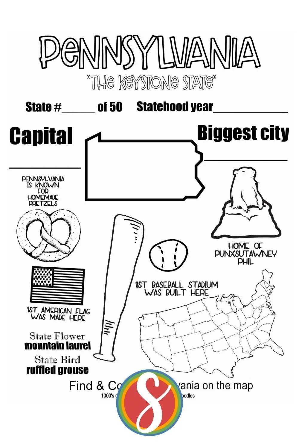 Pennsylvania Map Coloring Page Coloring Pages