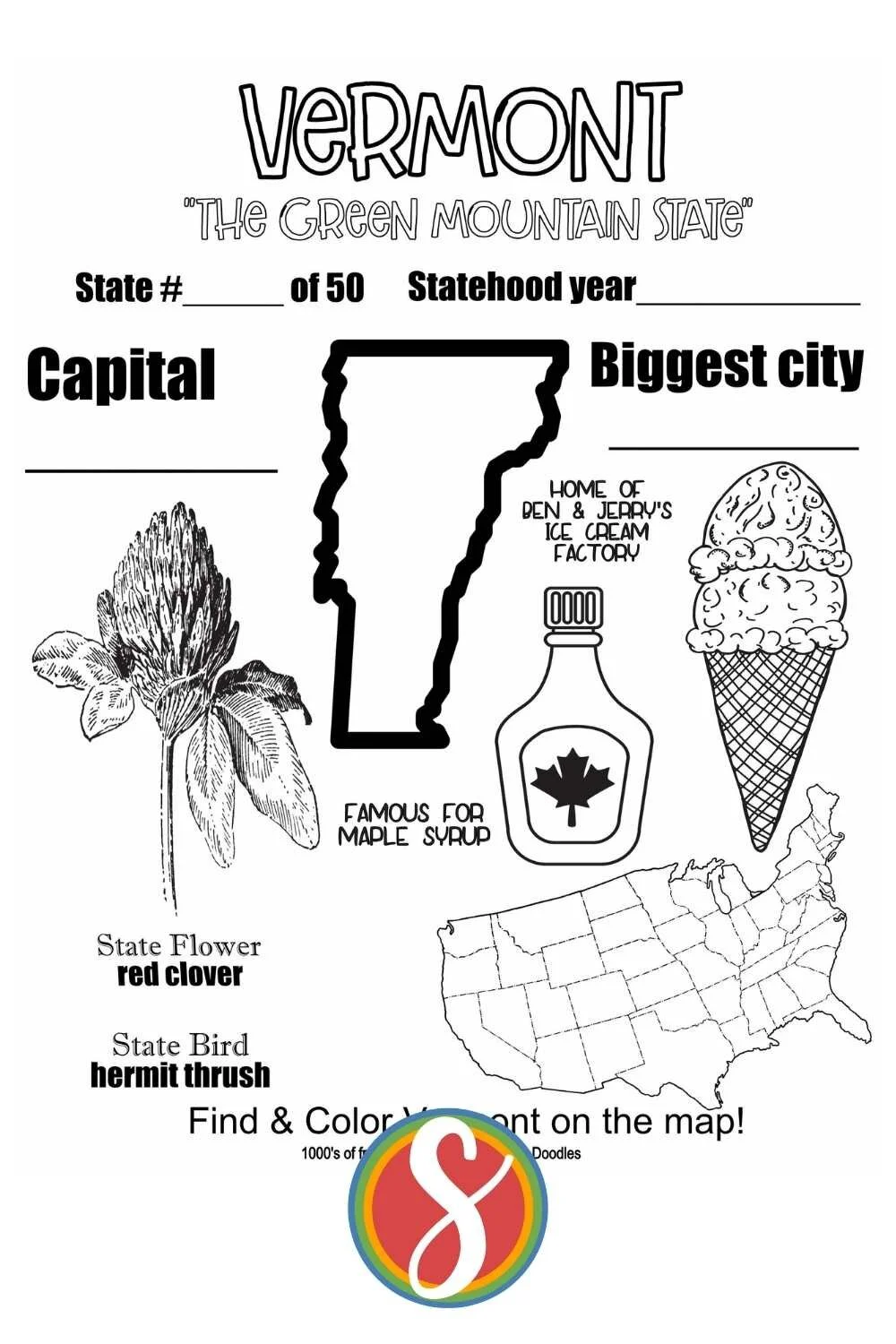 Free Vermont Coloring Pages — Stevie Doodles
