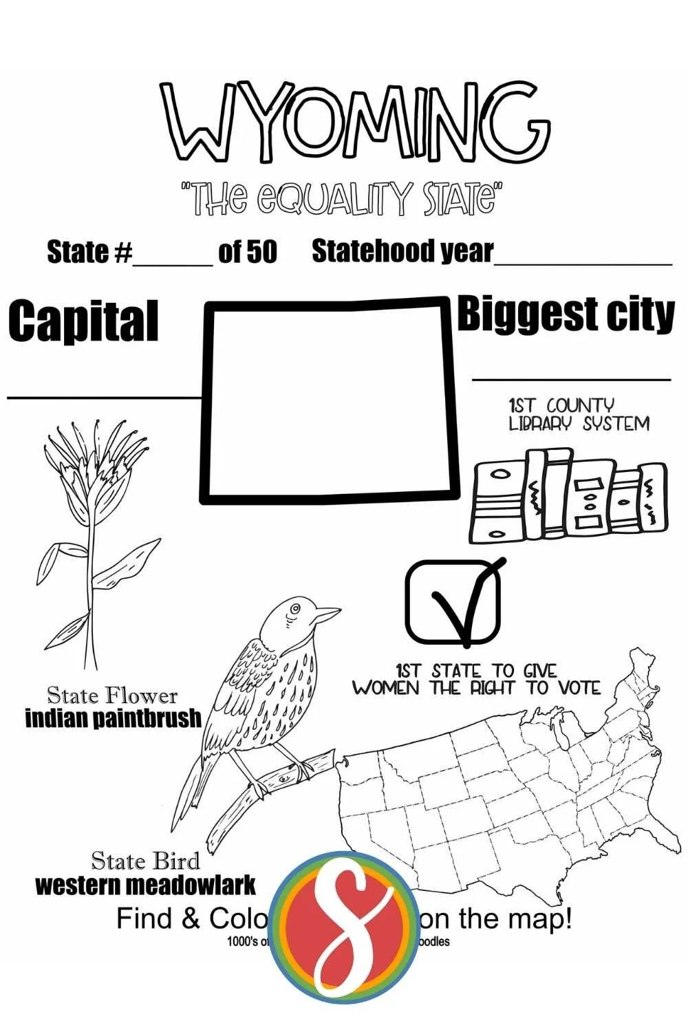 Free Wyoming Coloring Pages — Stevie Doodles