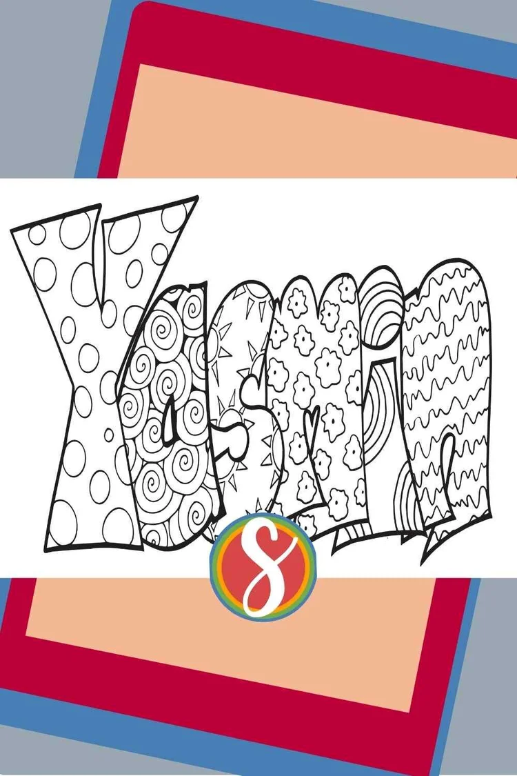 Yasmin - Free name coloring page — Stevie Doodles