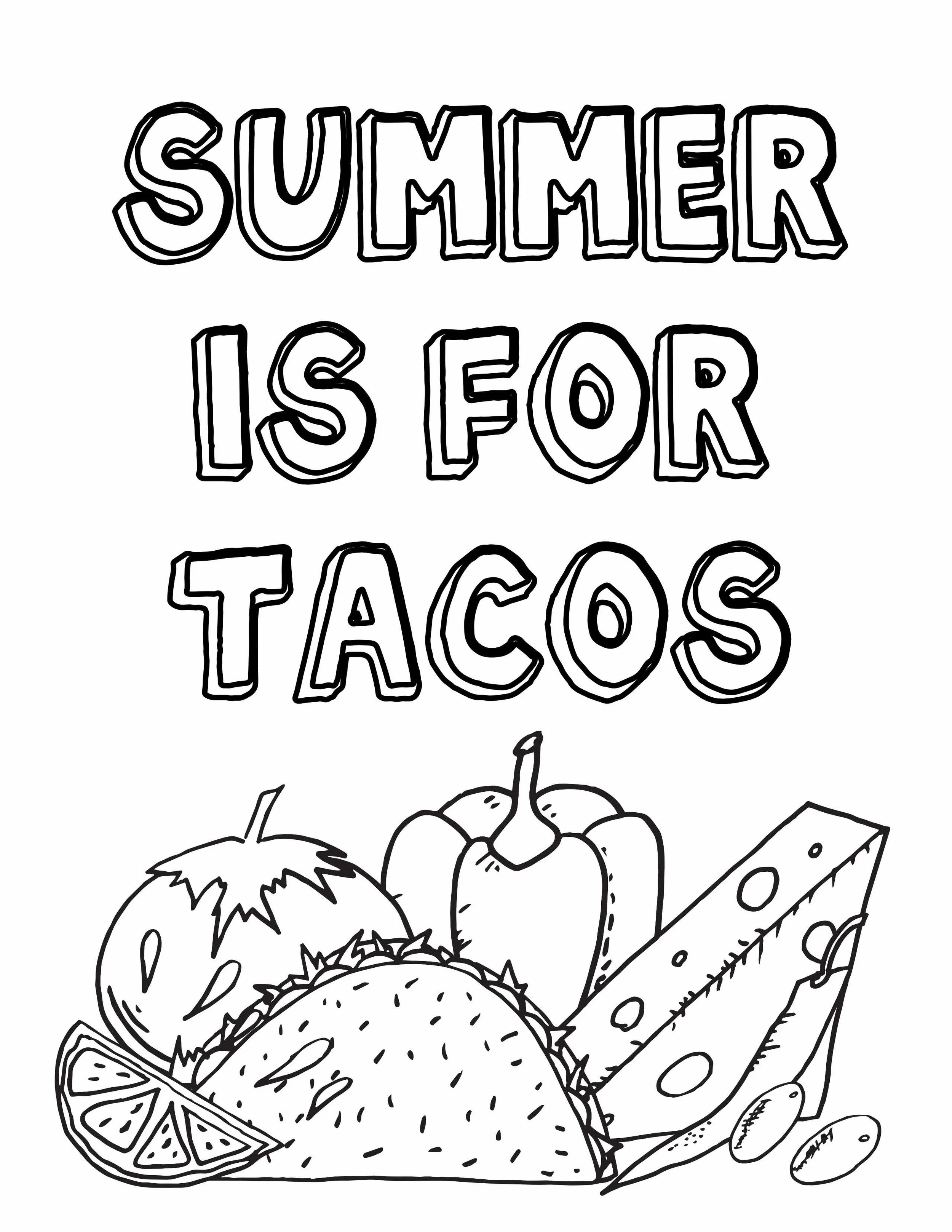 Taco Quote Coloring Pages — Stevie Doodles