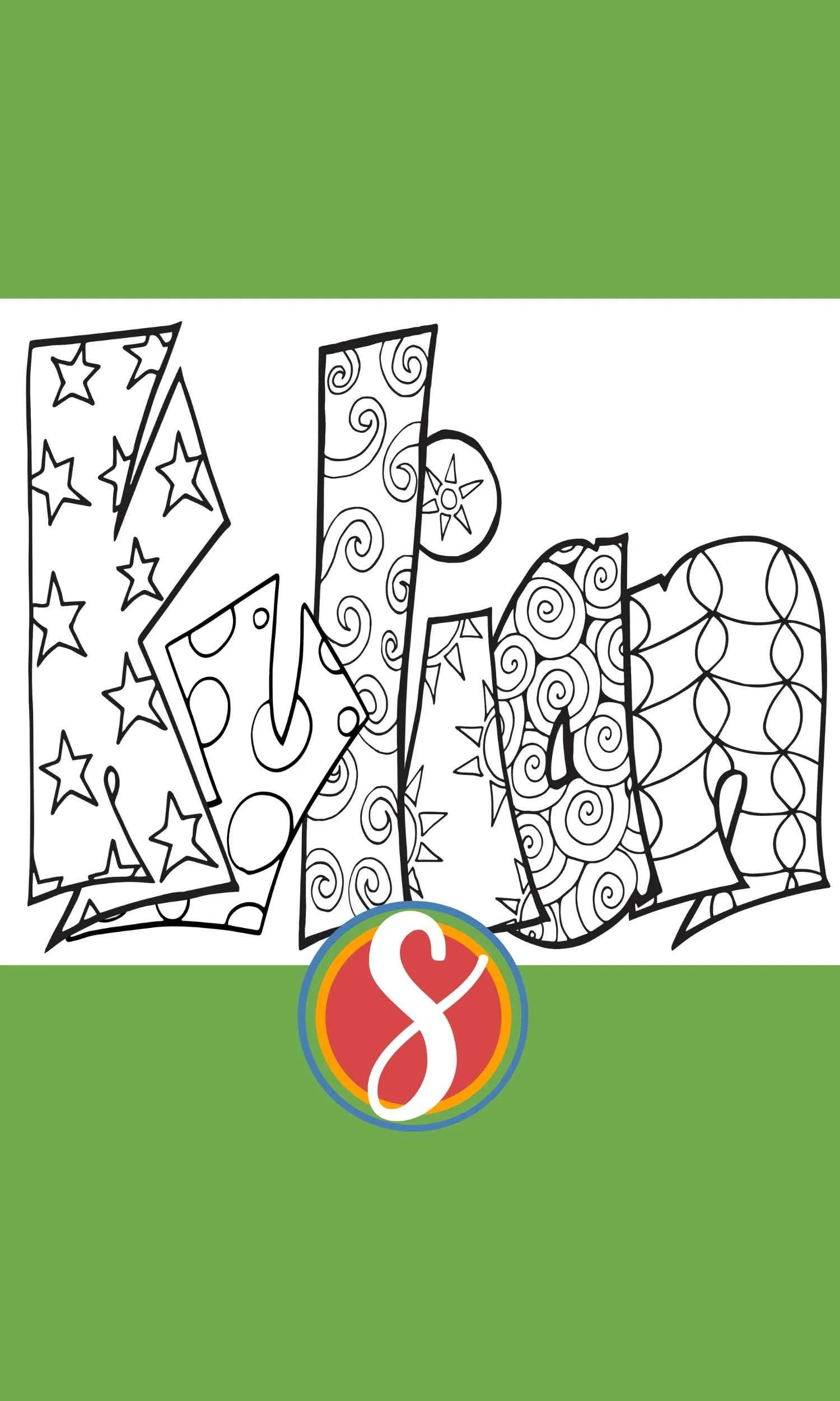 Free "Kylian" Name Coloring Page — Stevie Doodles