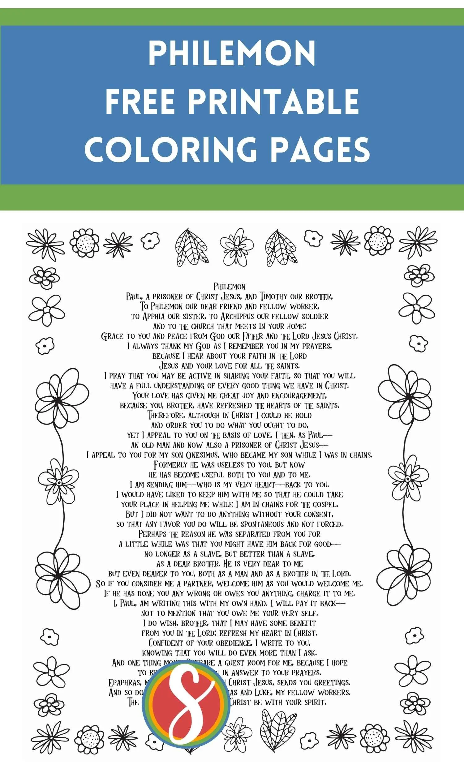 Free Philemon Coloring Page - Scripture Printable — Stevie Doodles
