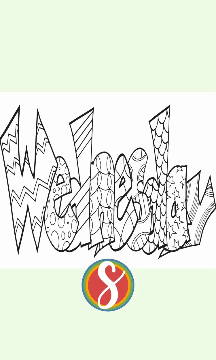 WEDNESDAY - A Free Coloring Page — Stevie Doodles