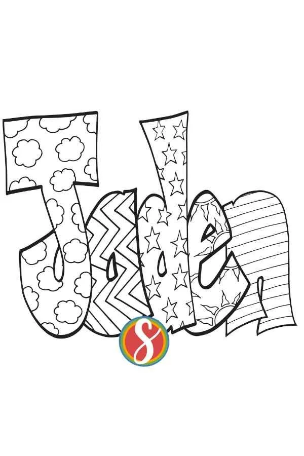 Free JADEN Name Color Page — Stevie Doodles