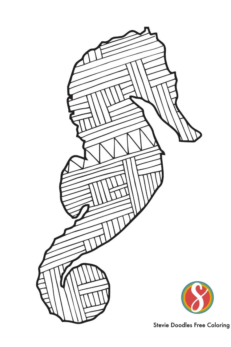 Free Seahorse Printable Coloring Page — Stevie Doodles