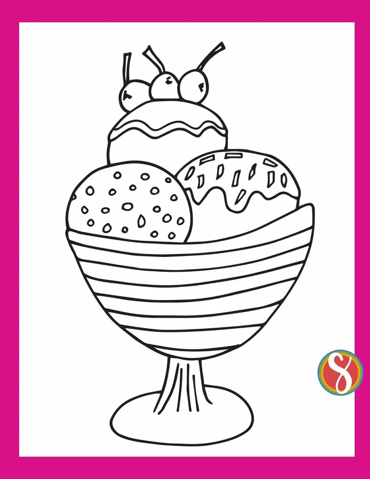 Free Ice Cream Sundae Coloring Page — Stevie Doodles