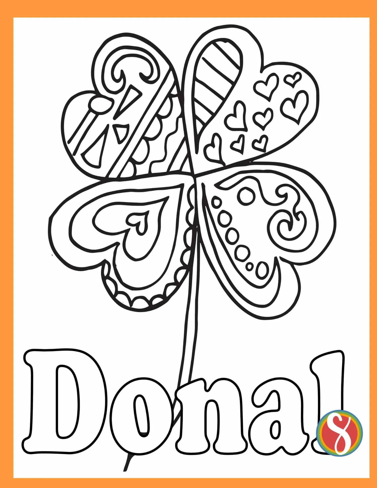Free DONAL Name Coloring Pages — Stevie Doodles