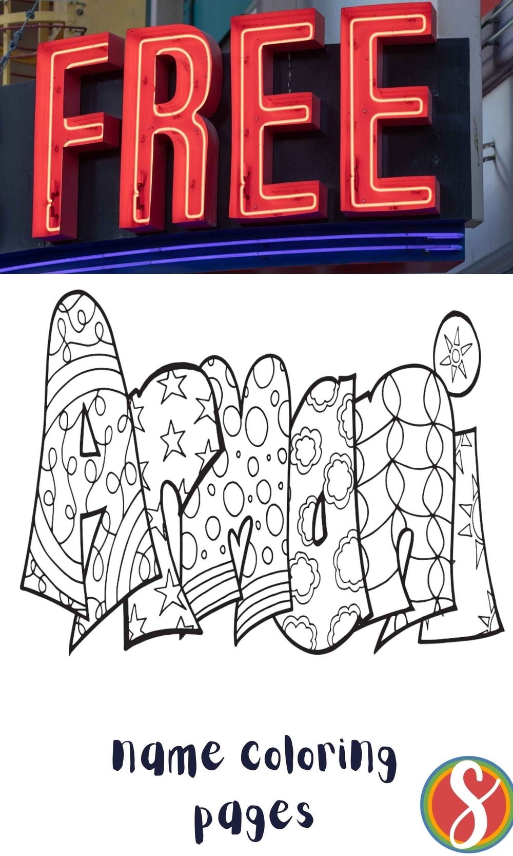 ARMANI Free Name Coloring Page — Stevie Doodles
