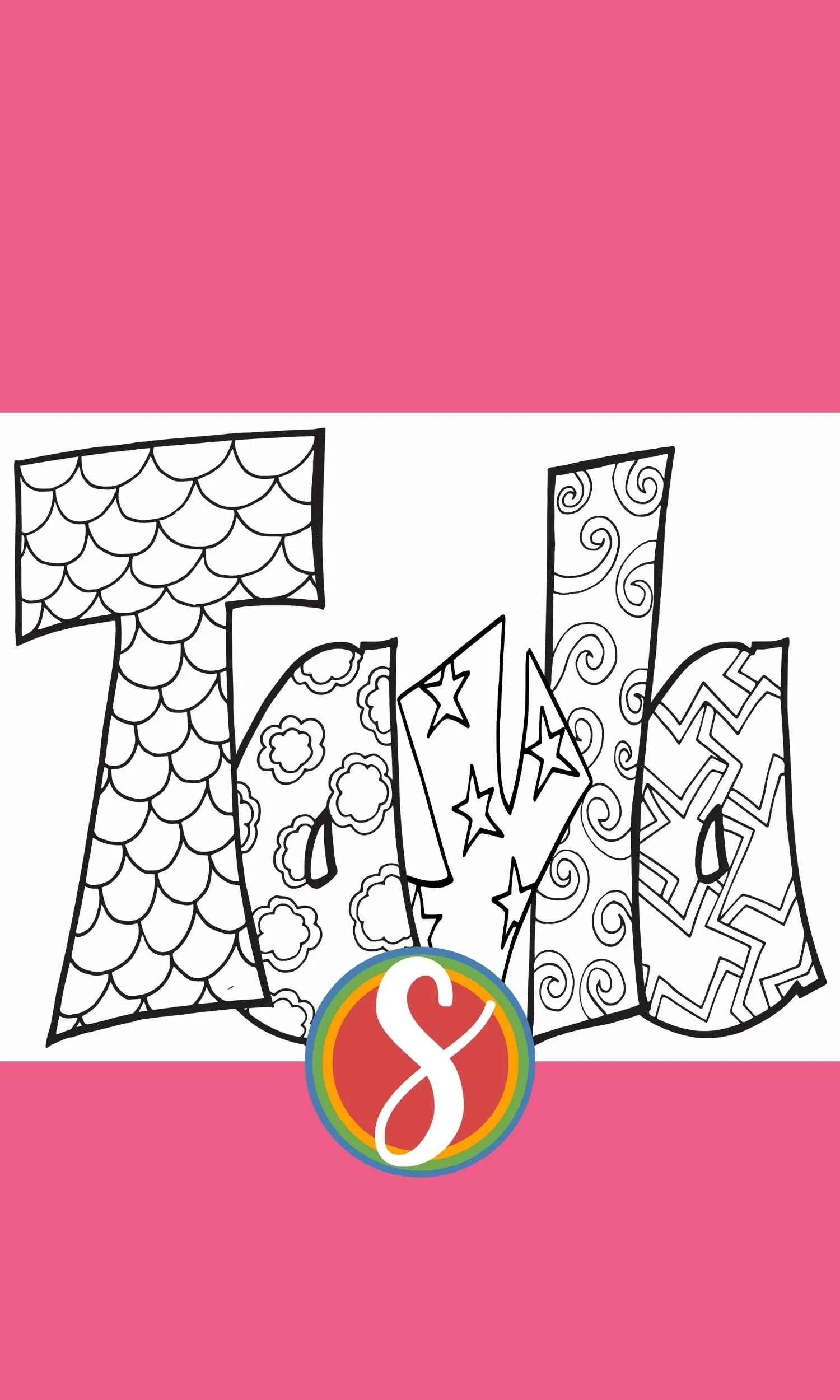 Free TAYLA Name Coloring Pages — Stevie Doodles