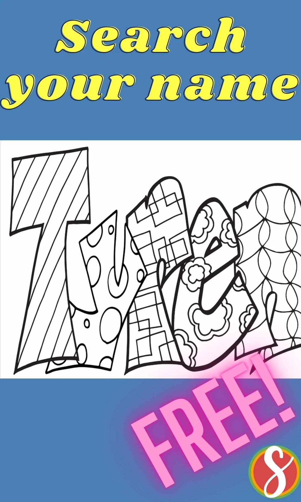 TYREN Free Name Coloring Page — Stevie Doodles