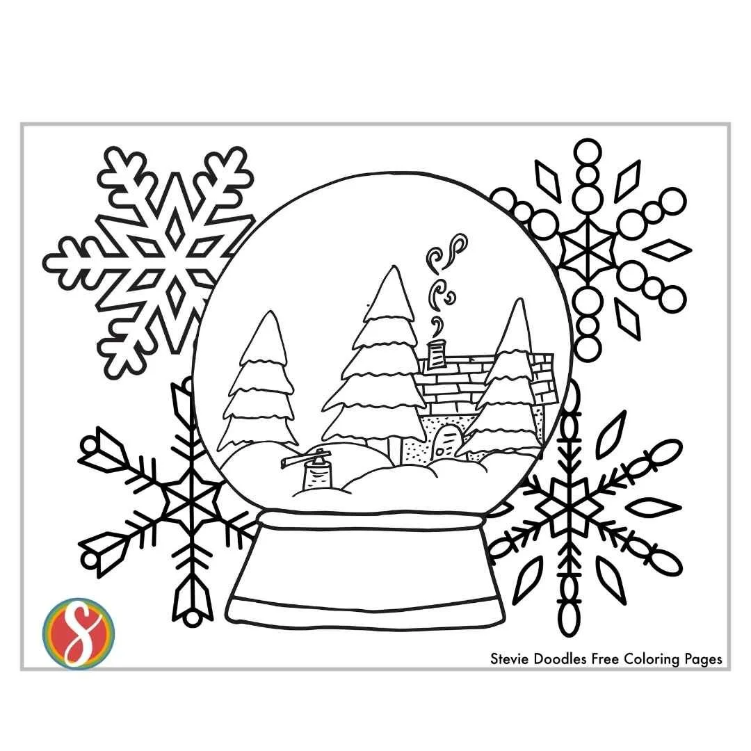 Free Snowy Cabin Coloring Pages — Stevie Doodles
