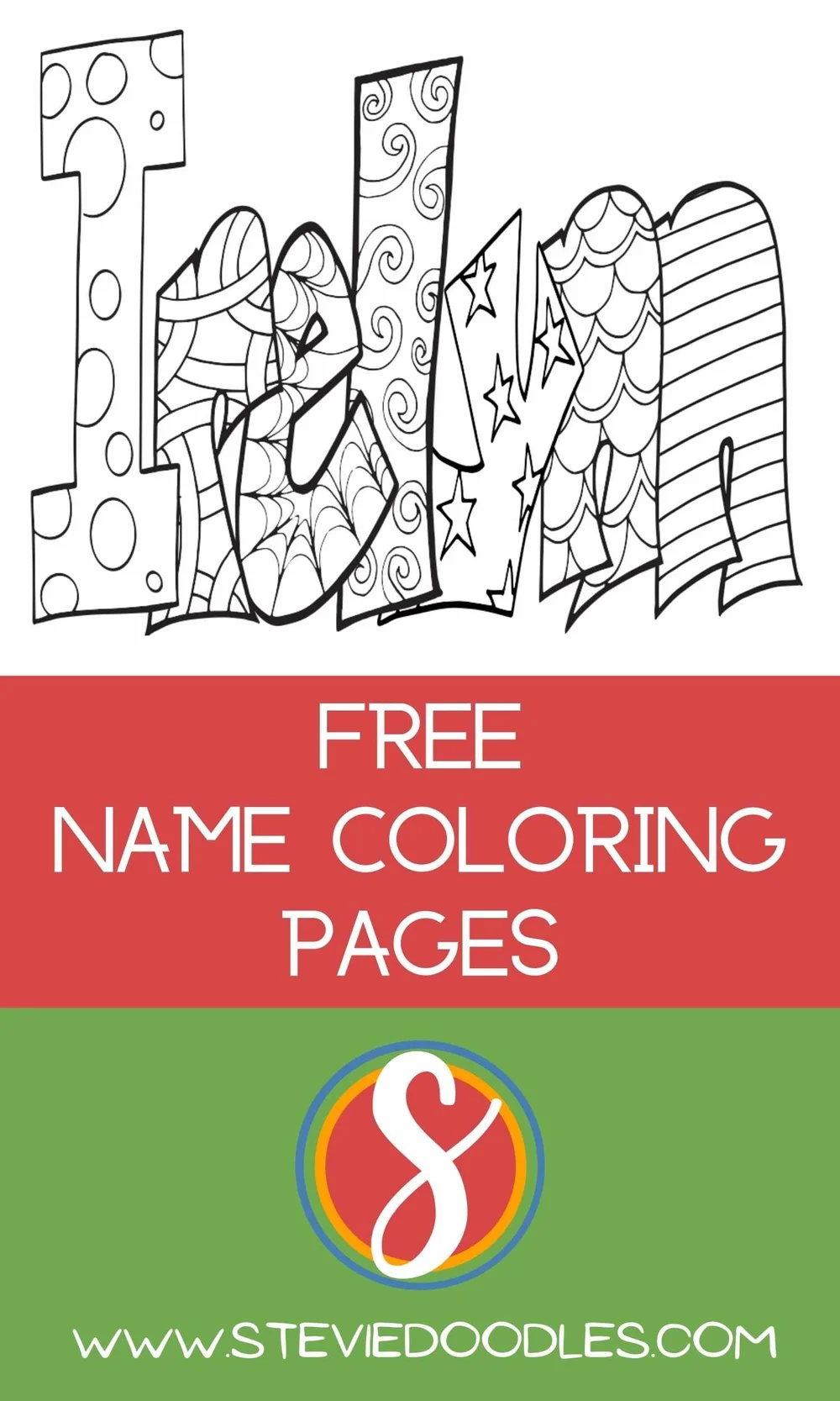 IRELYNN Free Name Coloring Page — Stevie Doodles