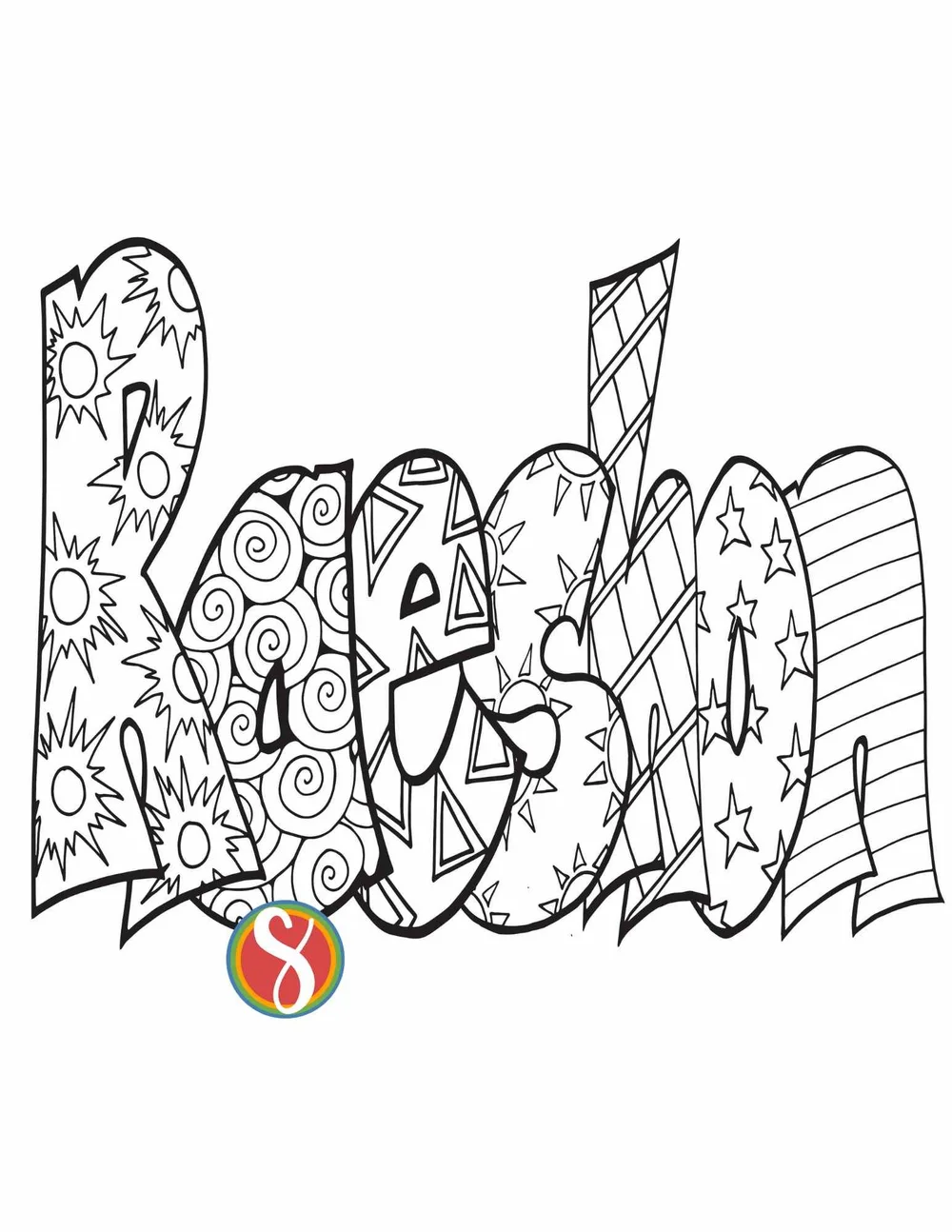 Free RAESHON Name Coloring Pages — Stevie Doodles