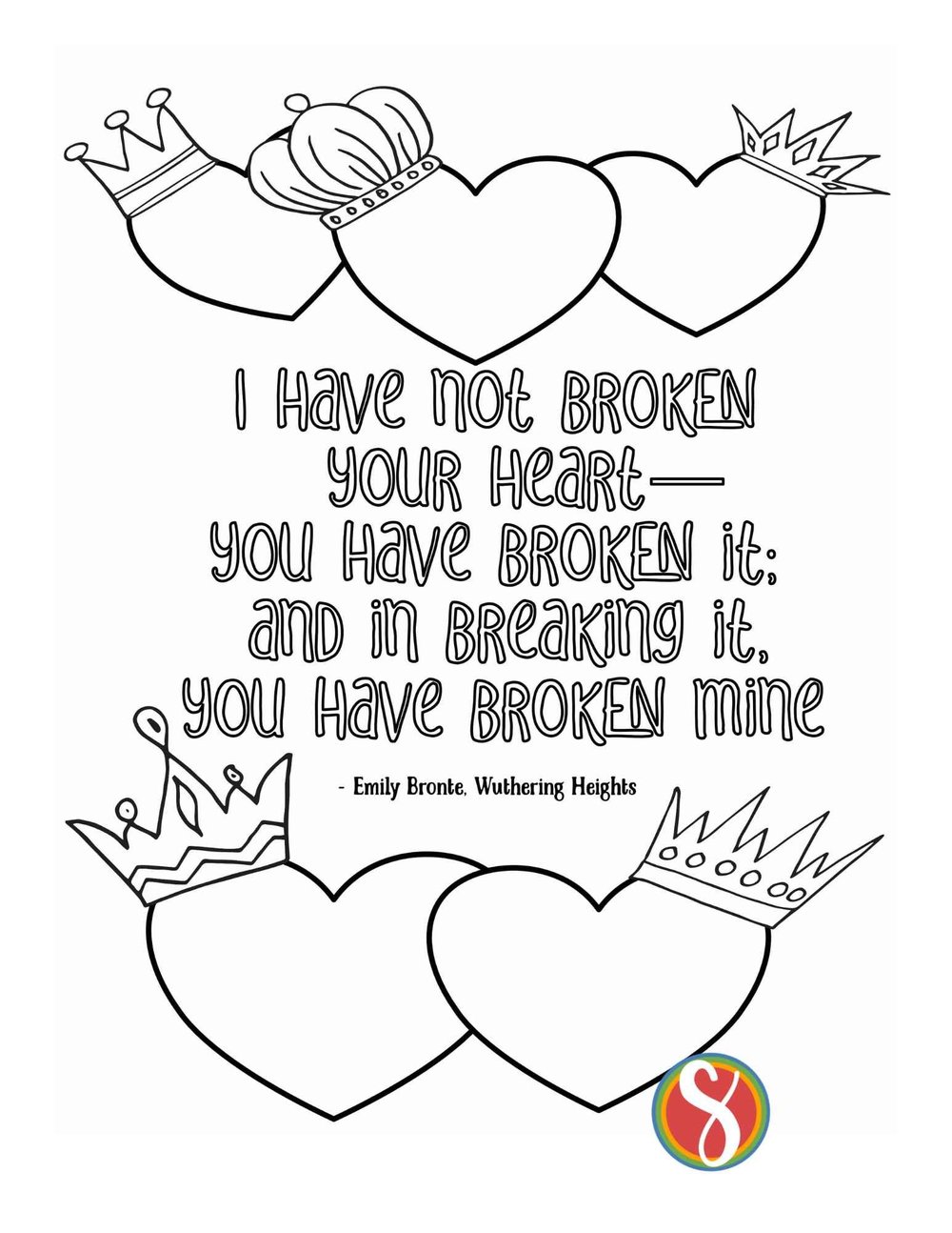 Free "Wuthering Heights" Quote Coloring Pages — Stevie Doodles